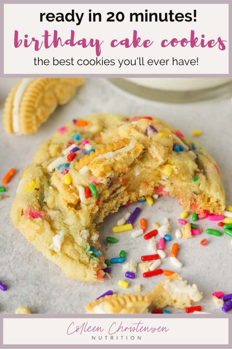 Easy Birthday Cake Cookies - Colleen Christensen Nutrition